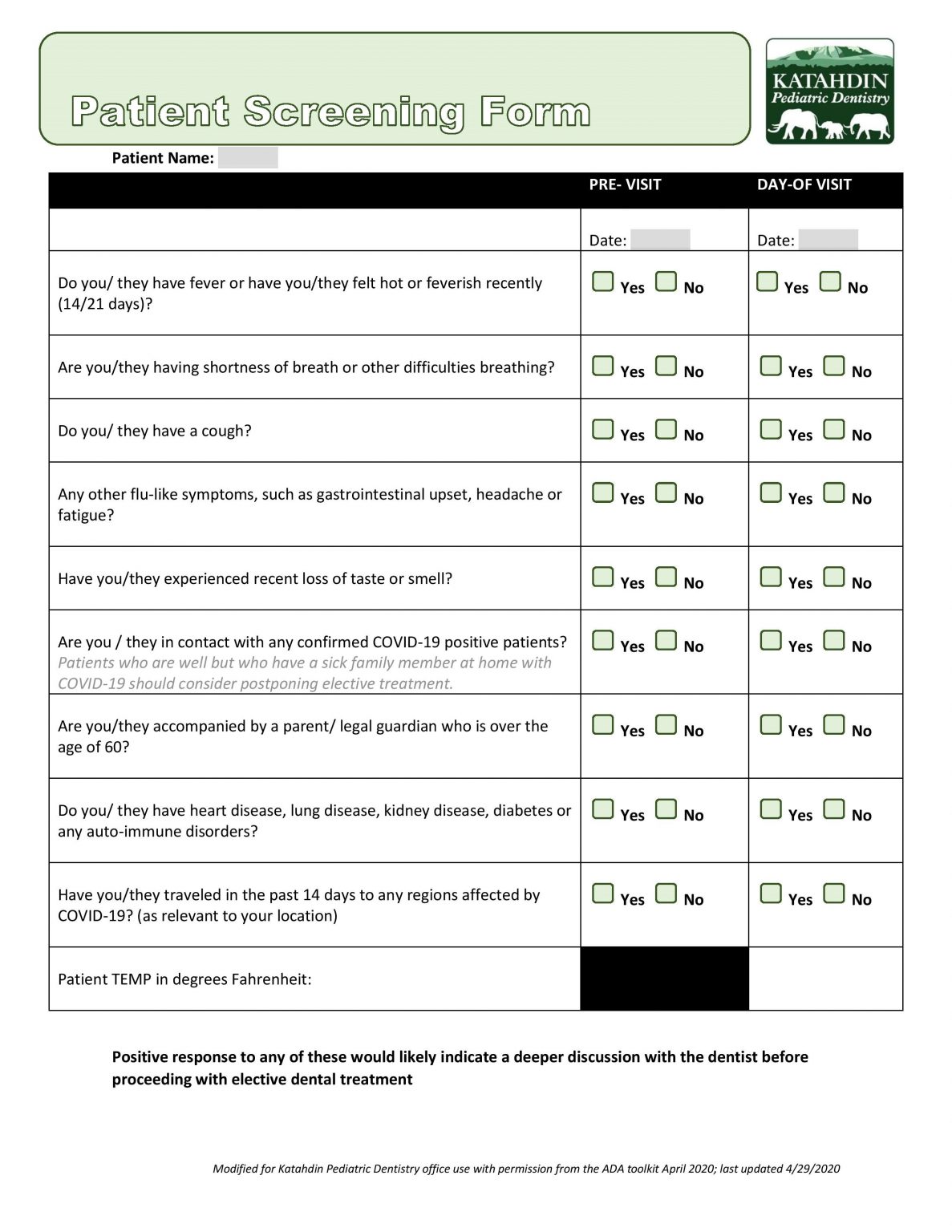 COVID-19 Precautions - Katahdin Pediatric Dentistry